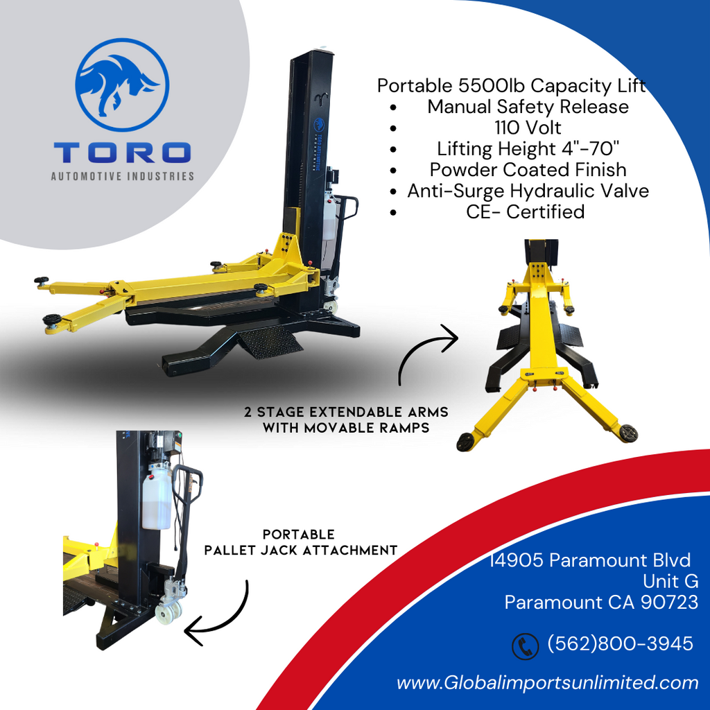 Portable Single Column Lift 5500LBS Capacity